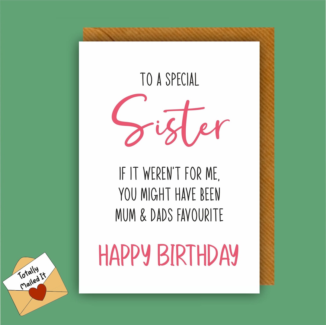 Funny Sister Birthday Card For Sister Rude Happy Birthday Card Cheeky