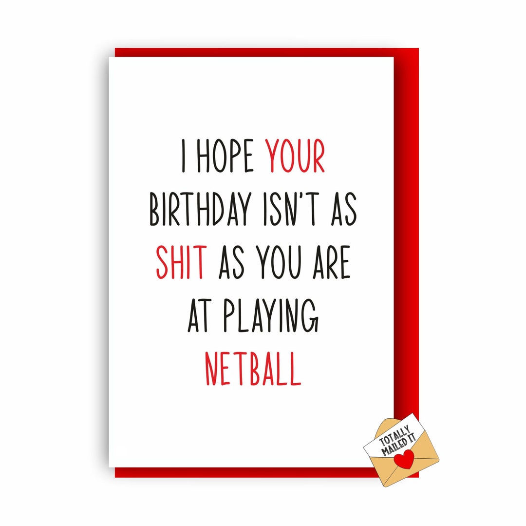 Funny Netball Birthday Card Rude Netball Sport Card for Sister Friend ...