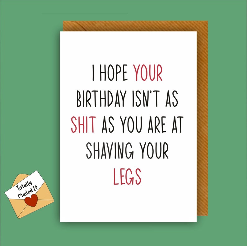 Funny Birthday Card Shaving Legs Card for Sister Card for Friend Card ...