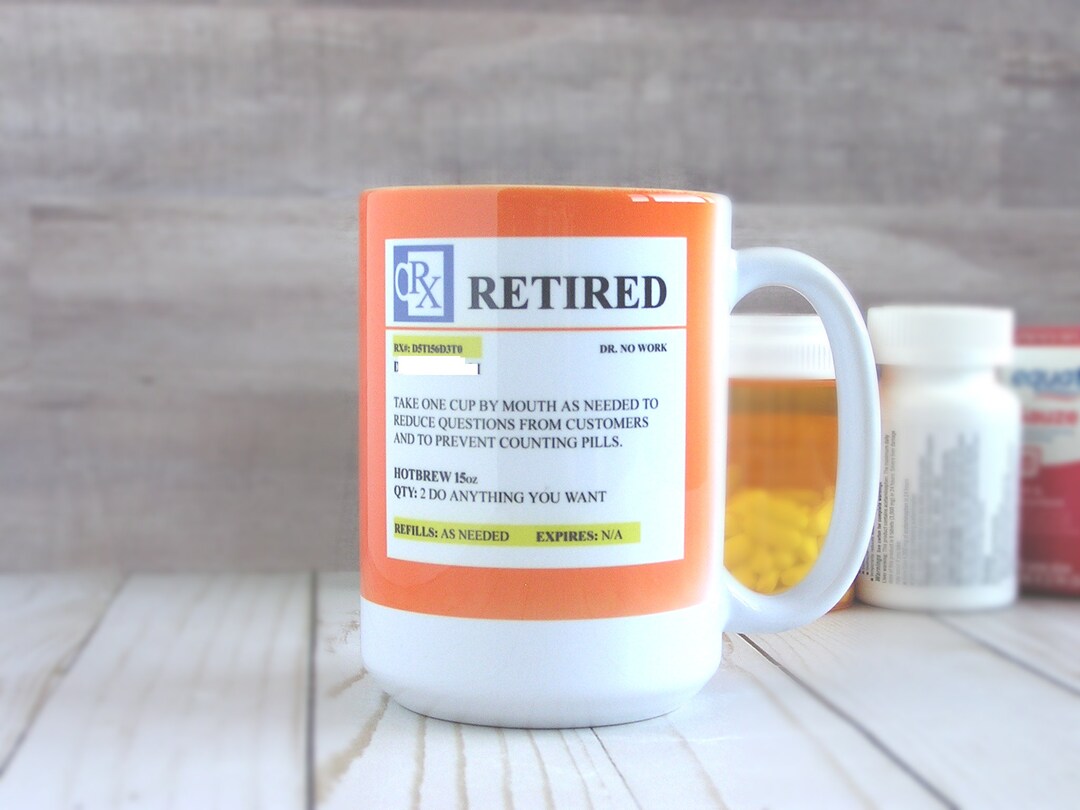 Customized Retirement Coffee Mug: Pharmacist Gift, Pill Bottle Design ...