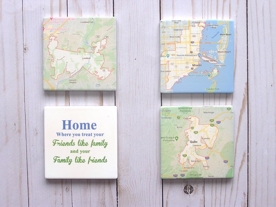 Customized Map Coasters for Best Friendpersonalized Sandstone | Etsy