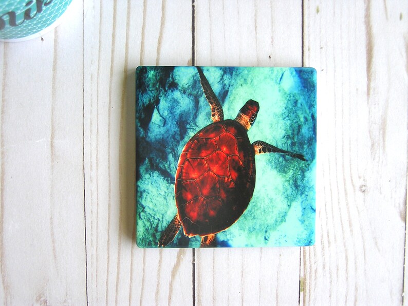 Square Ocean Coaster Sea Turtle Gifts,sea Turtle Personalized Coaster ...