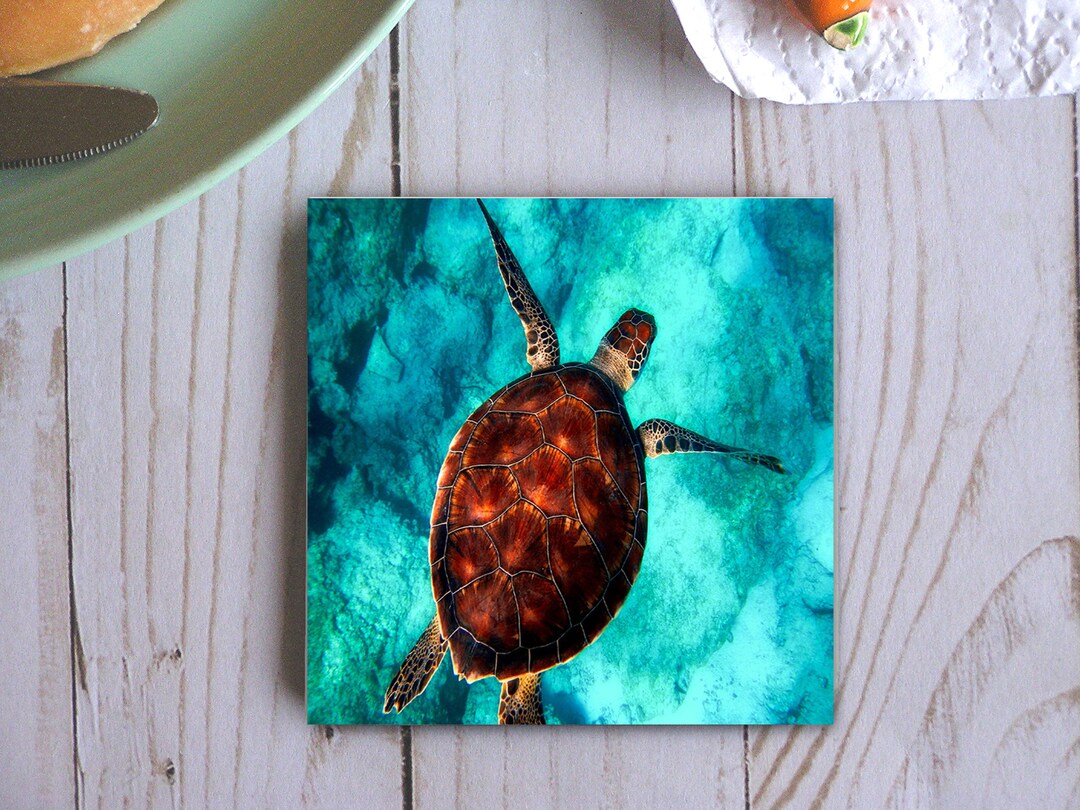 Ocean Sea Turtle Art Decor Coaster Gifts,custom Square Hardboard Ocean ...