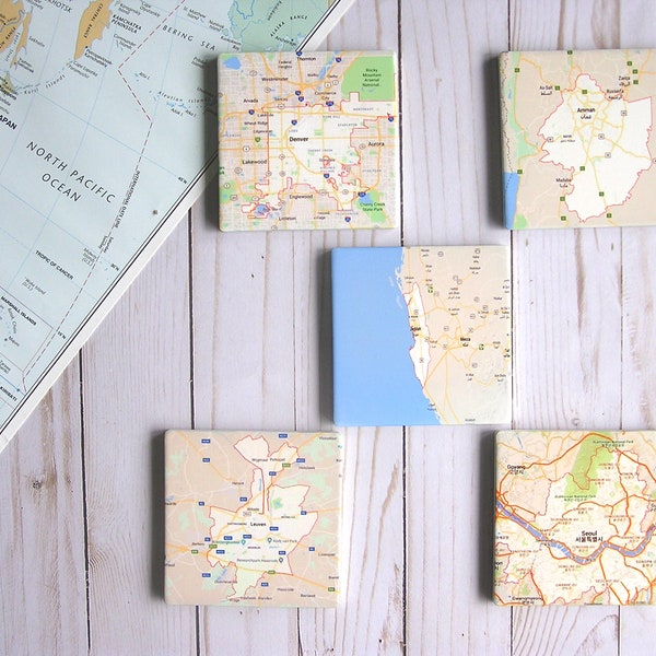 Custom Map Coasters - Etsy