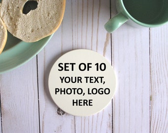 Company Logo Coasters custom Stone Coasters With Business - Etsy
