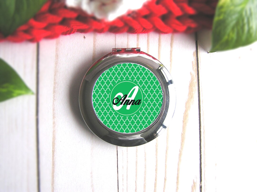 Custom Initial Compact Makeup Mirror,silver Glass Pocket Mirror ...