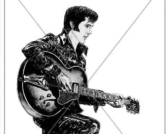 The Elvis Presley Art Print Minimal One Line Drawing of the King ...