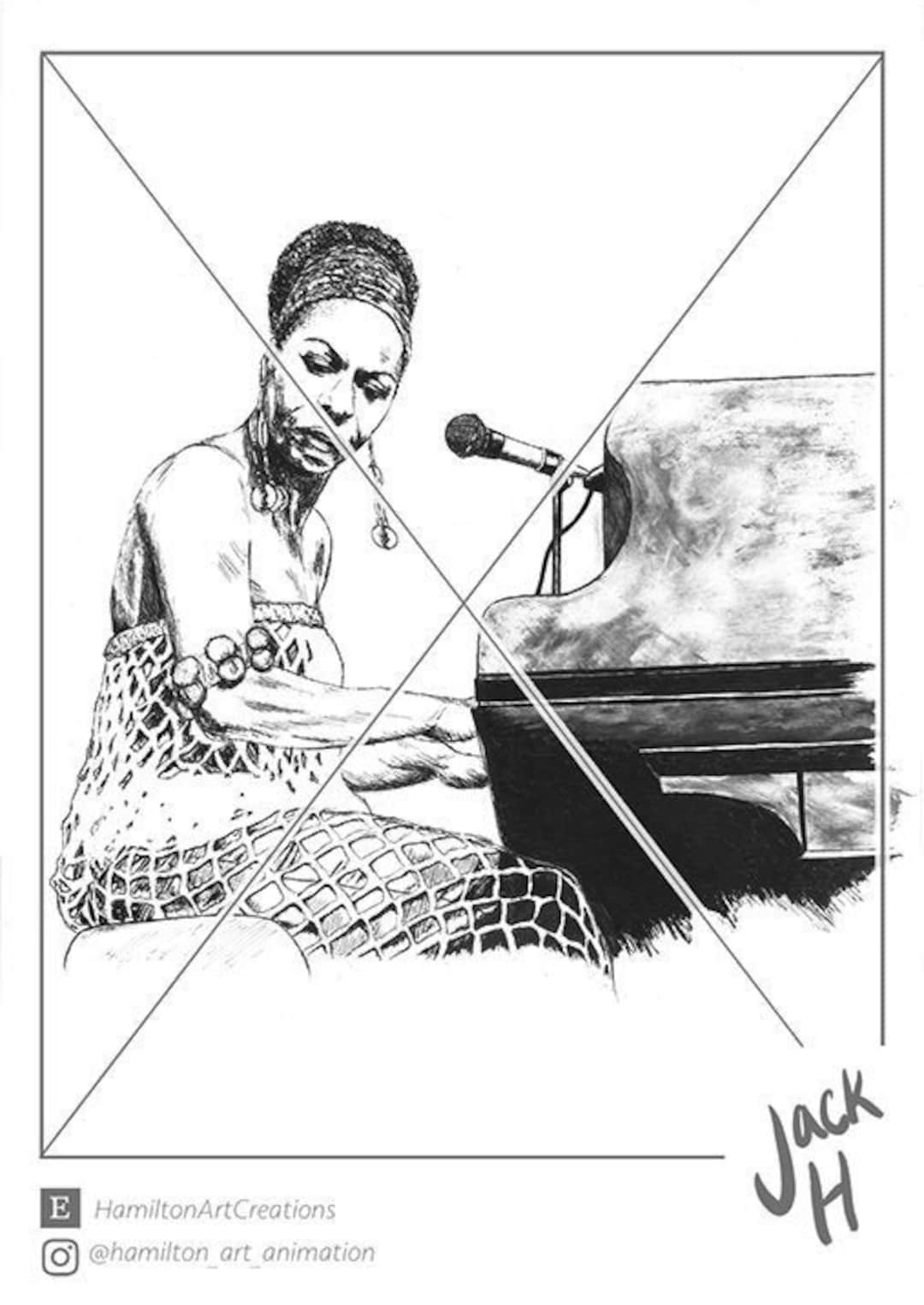 Nina Simone Original Drawing Ink Print - Etsy