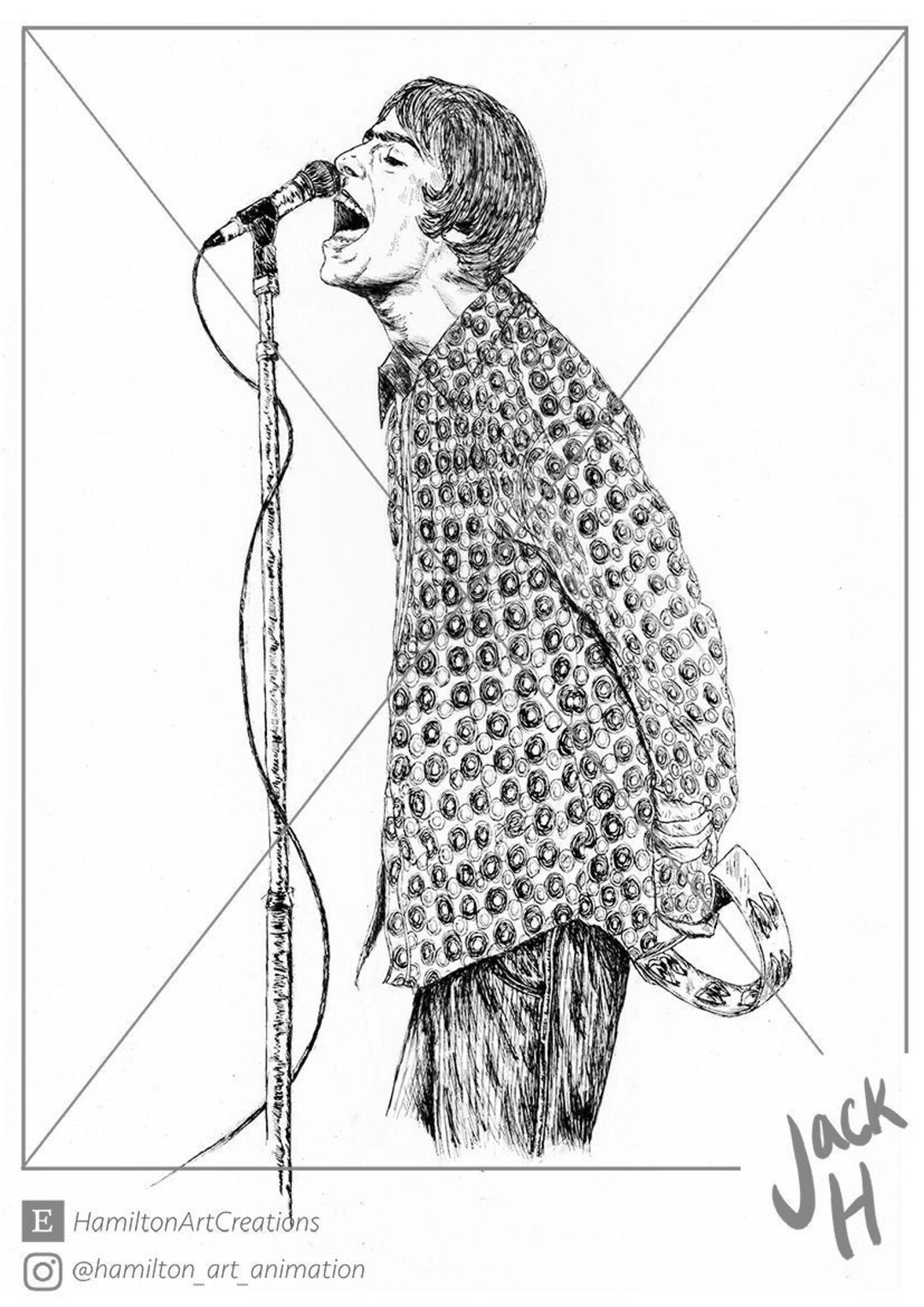 Liam Gallagher Original Drawing Ink Print - Etsy