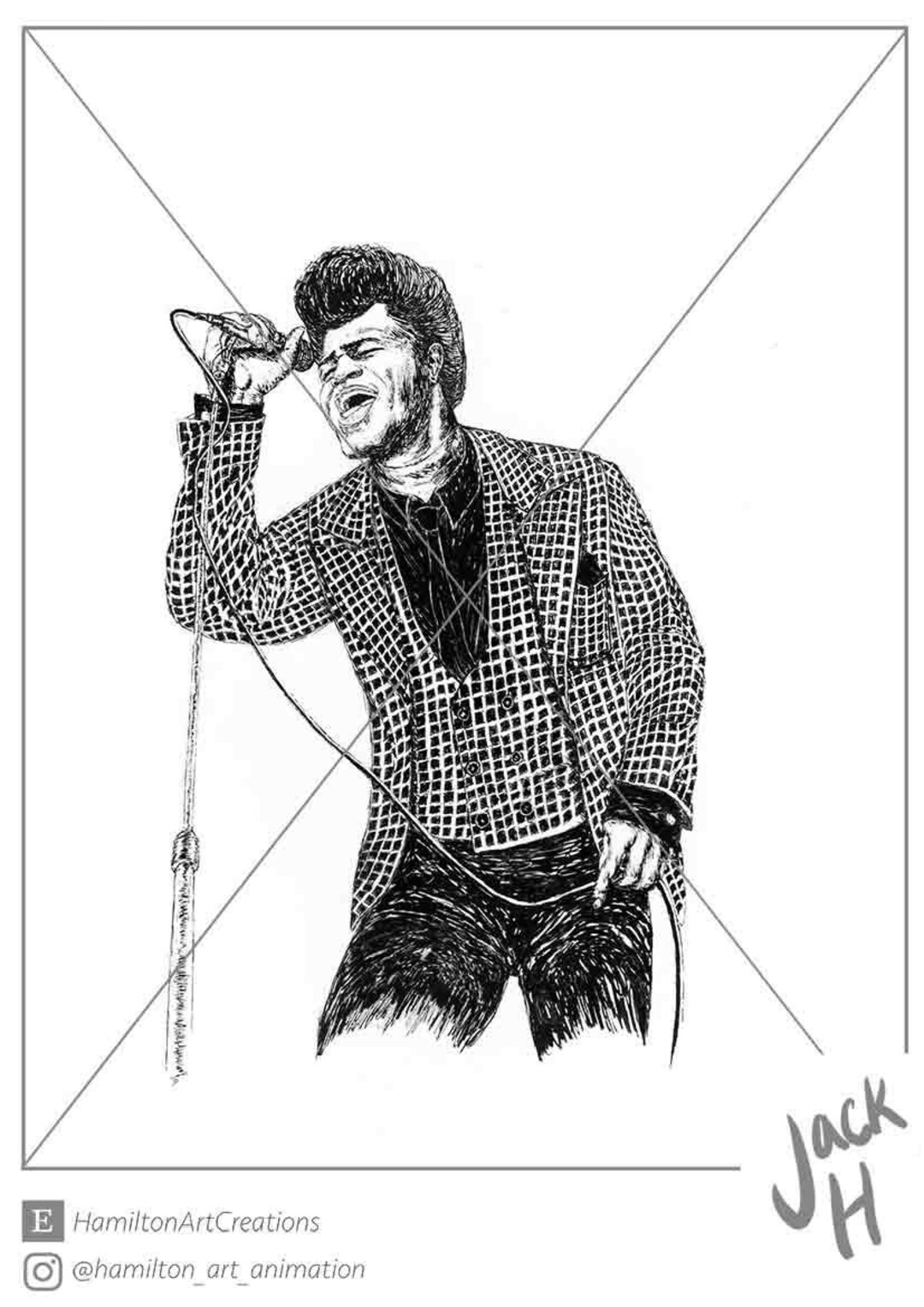 James Brown Original Drawing Ink Print - Etsy