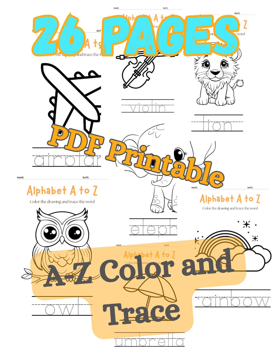 ABC Coloring & Tracing Worksheets: Kids Alphabet Learning (printable ...
