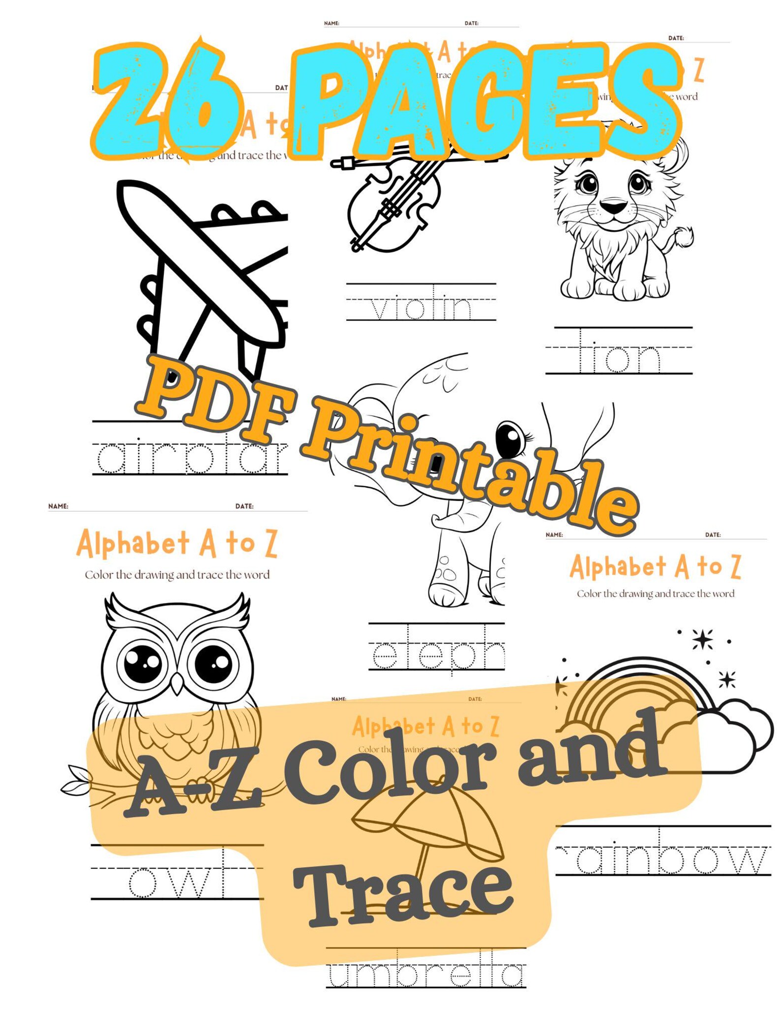 ABC Coloring & Tracing Worksheets: Kids Alphabet Learning (printable ...