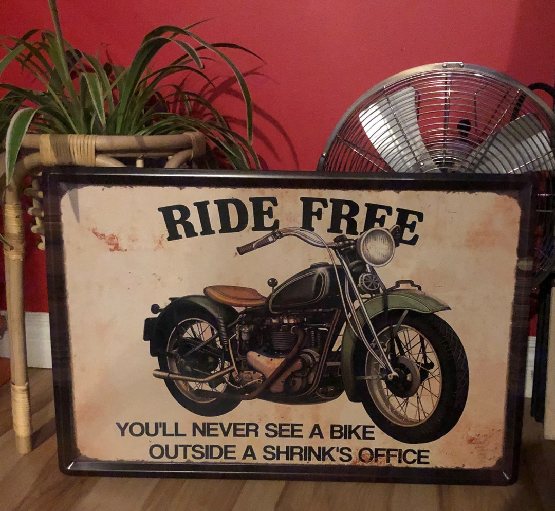 Ride Free" Funny Motorcycle Vintage Sign Repro 24" X 16" Large - Etsy