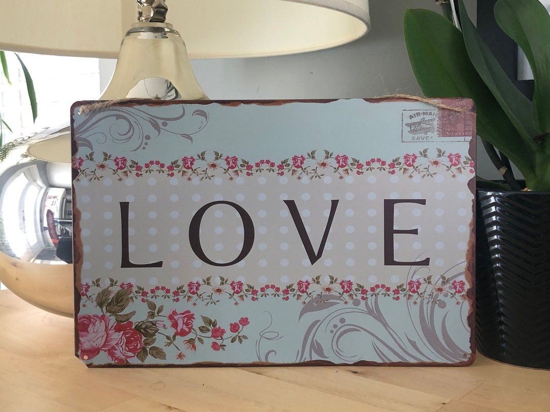 LOVE Floral Sign Vintage Metal Repro - Etsy