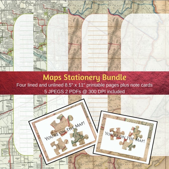 Maps Stationery Bundle Printable Stationery Letter Writing | Etsy