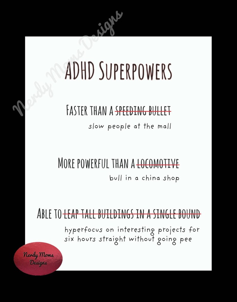 ADHD Superpowers | ADHD Digital Print Art | Downloadable Print ...