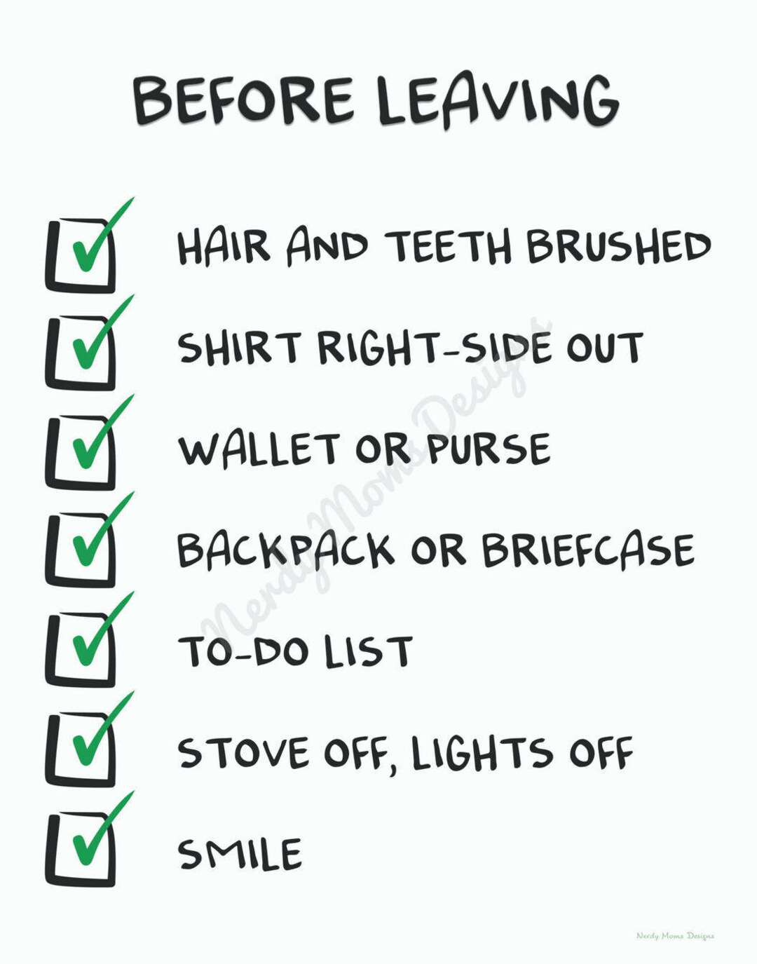 Before Leaving Checklist | ADHD Wall Art | ADHD Gifts | Checklist Art ...