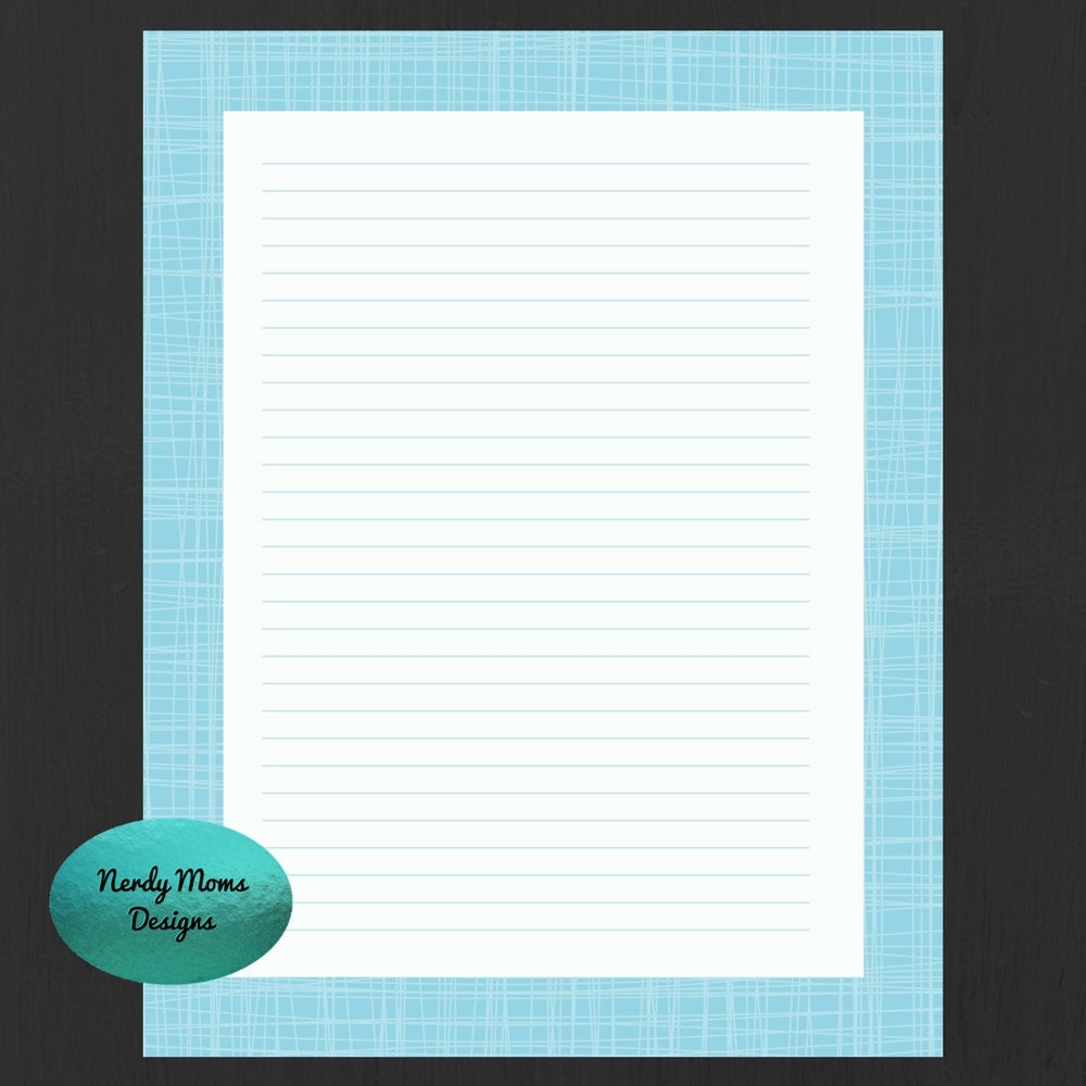 Blue Green Stationery Bundle Printable Stationery Letter Writing Set ...