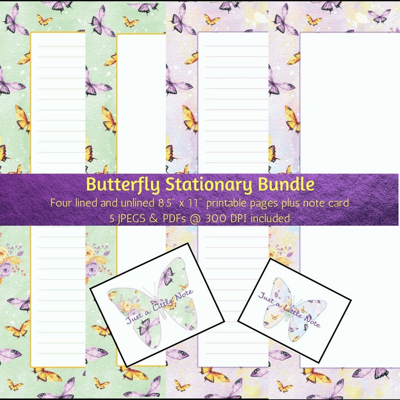 Butterfly Stationery Bundle | Printable Stationery | Letter Writing Set ...