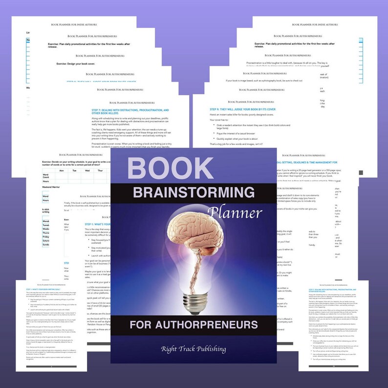 Book Brainstorming Planner for Authorpreneurs | Author Worksheets ...