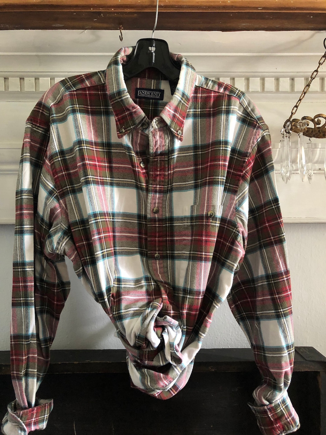 Rustic Christmas Flannel Shirt LARGE Cotton Tartan Plaid Holiday ...