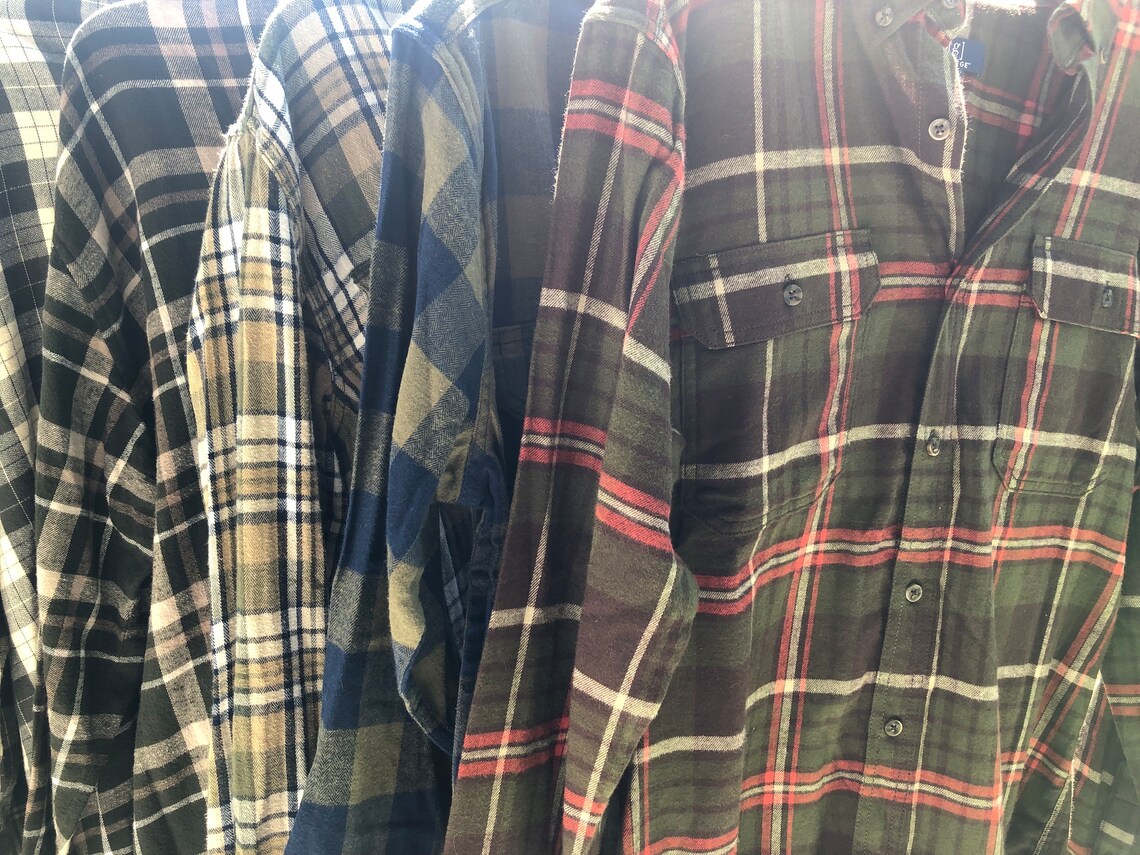 U Pick Size Flannel Shirt ARMY GREEN Men's COTTON Mystery Flannel Small ...