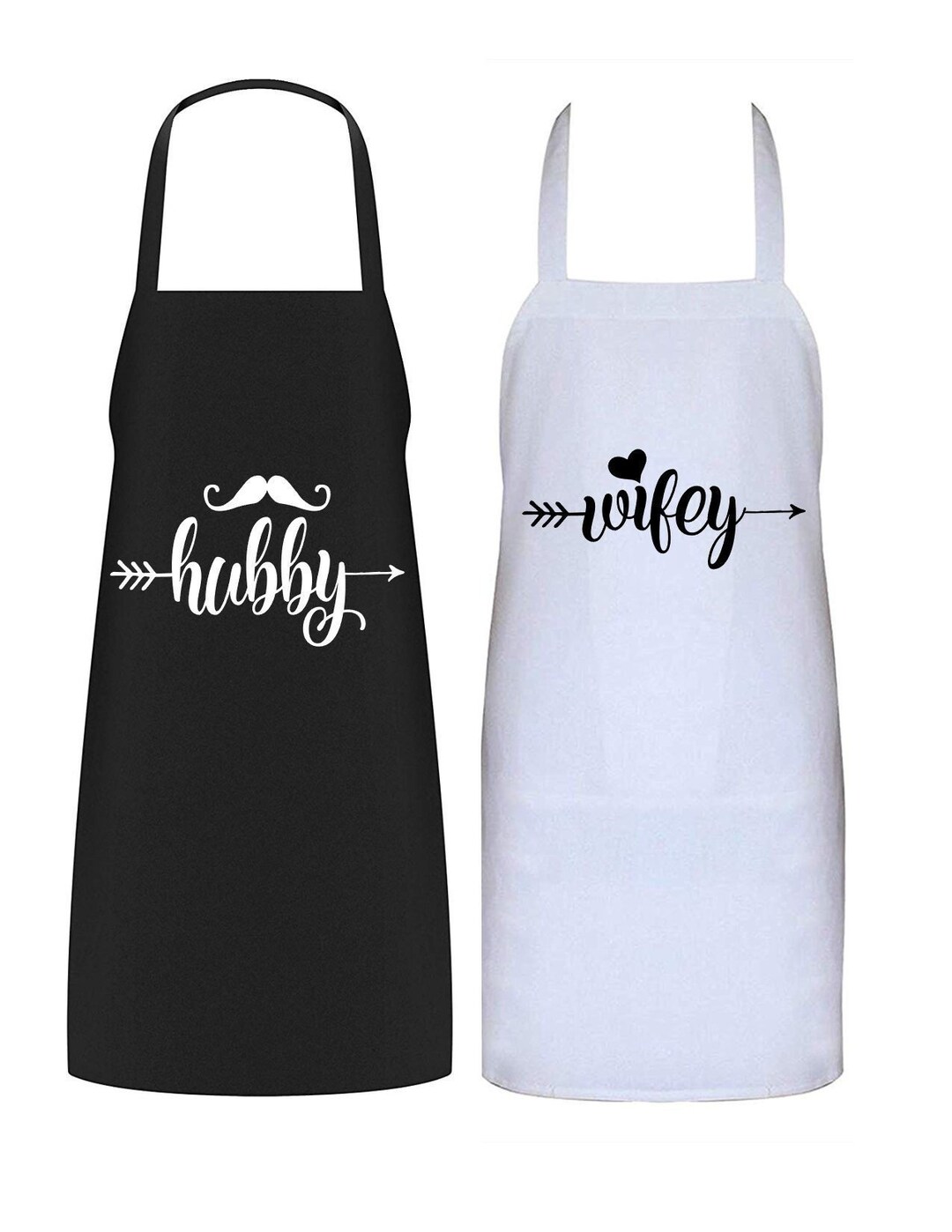 His and Hers Aprons, Hubby Wifey Apron Set, Matching Couple Apron ...