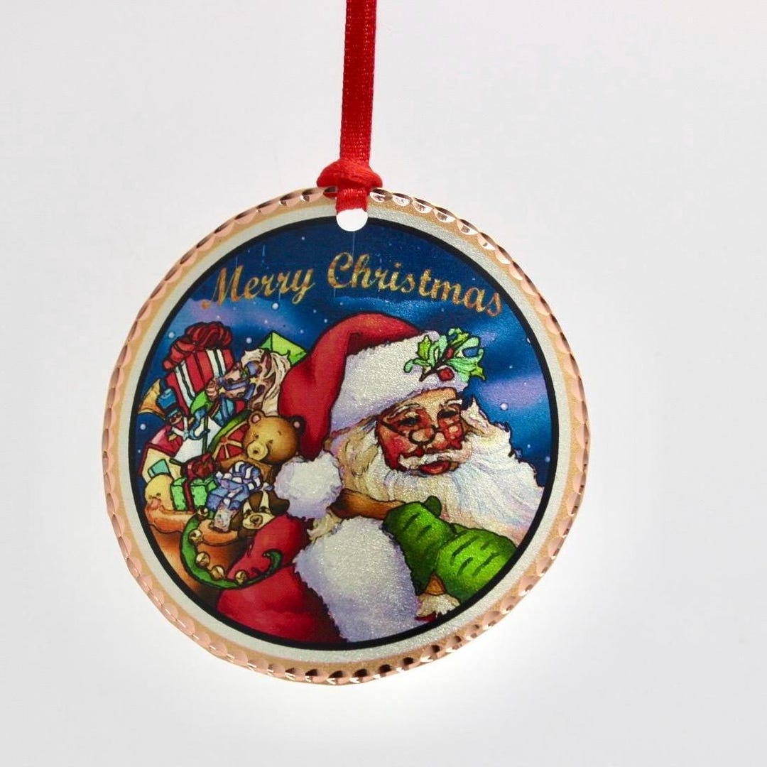 Santa Claus Ornament Merry Christmas Handmade Copper Wall Home Seasonal ...