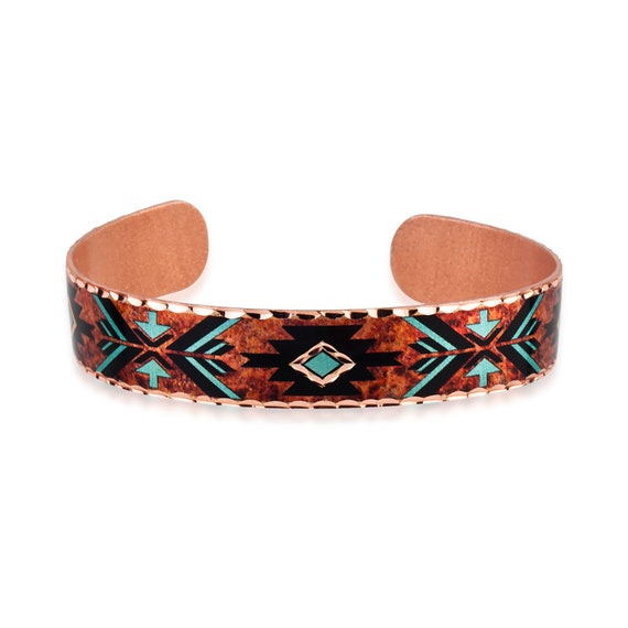 Western Cuff Bracelet Copper Art Aztec Cuff Bracelet - Etsy