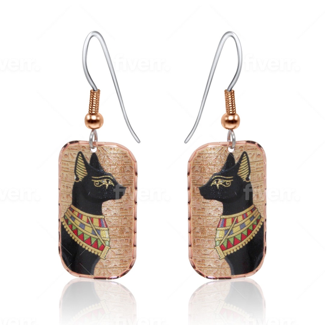 Egyptian Cat Jewelry Ancient Egyptian Earrings Art Earrings Handmade ...