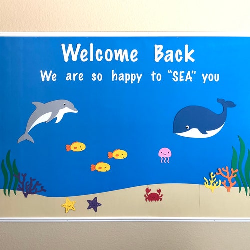 Ready to Hang Ocean Bulletin Board Set Sea Themed Bulletin - Etsy