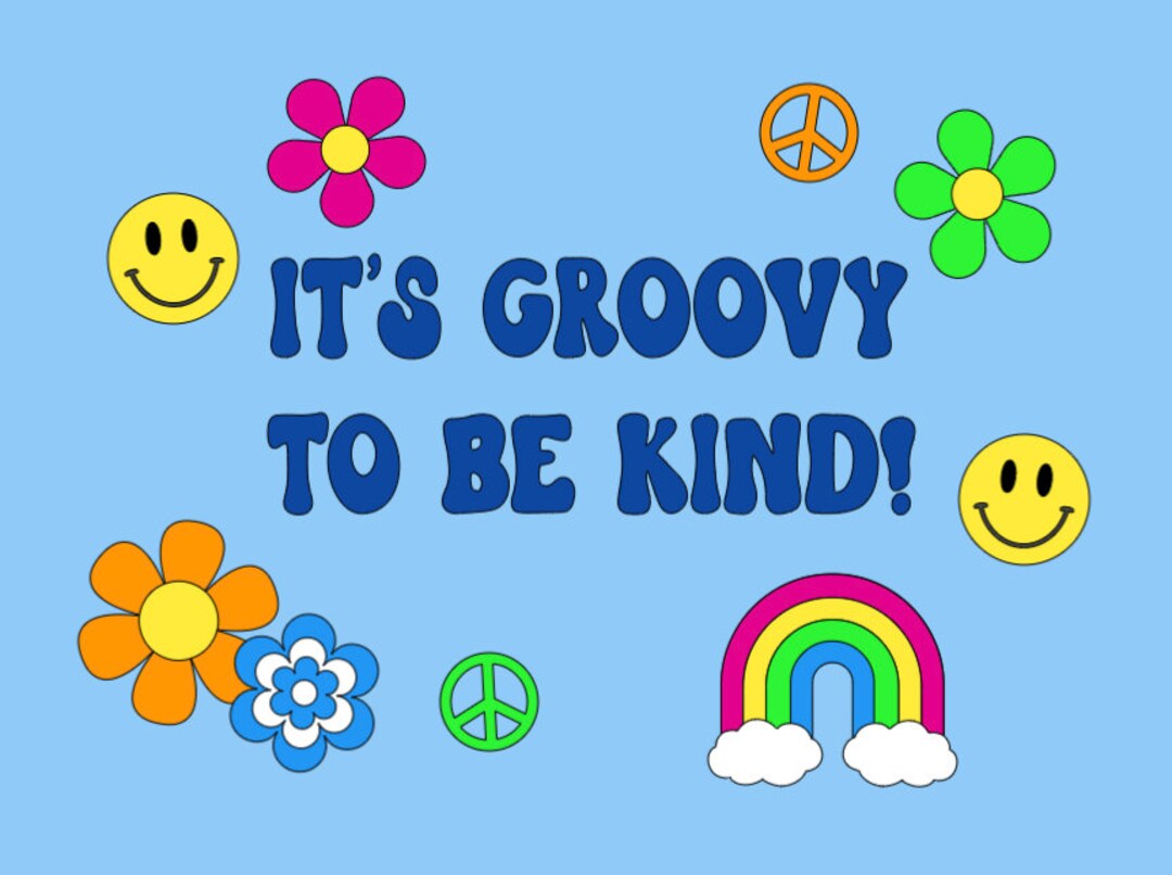 Groovy Bulletin Board Set, Kindness Bulletin Board, Retro Classroom ...
