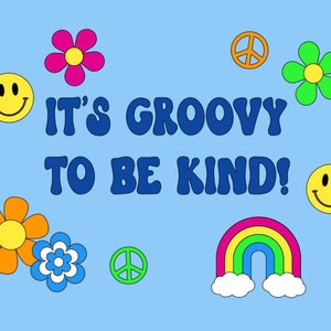 Groovy Bulletin Board Set, Kindness Bulletin Board, Retro Classroom ...