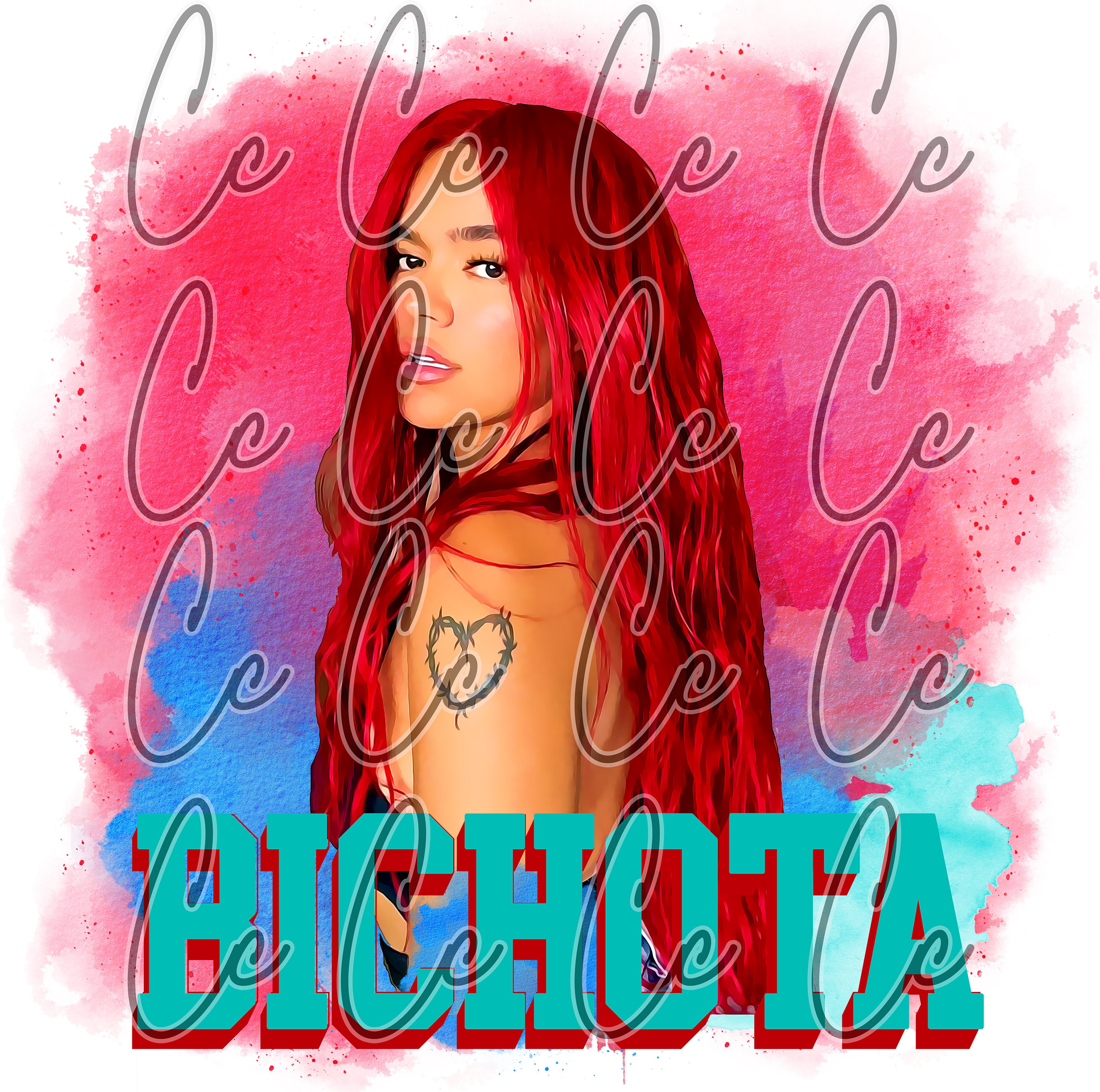 Karol G Bichota Red Hair Png, Bichota Red - Etsy