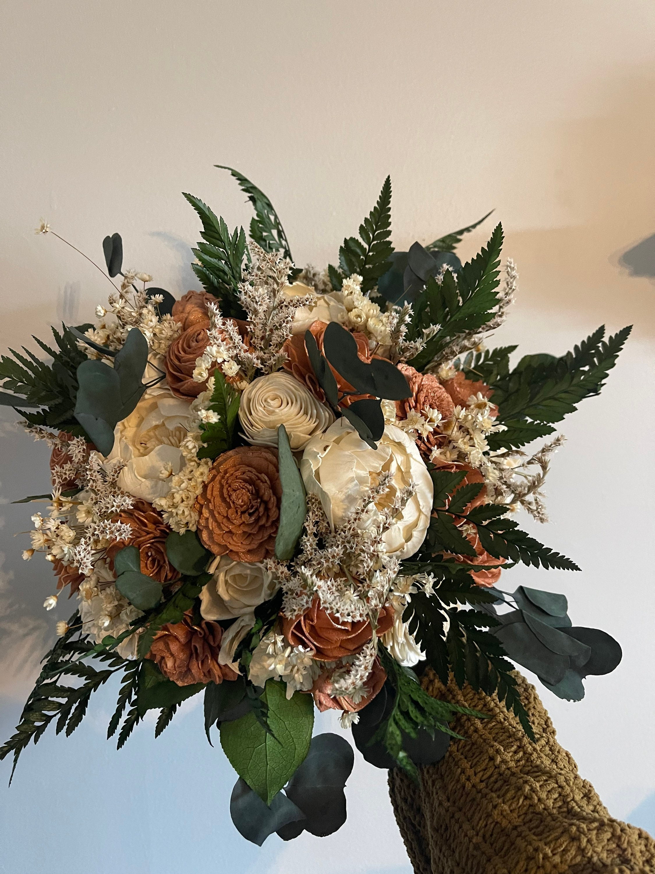 Rose Gold and Ivory Sola Wood Flower Bouquet | Wedding Bouquet - Etsy
