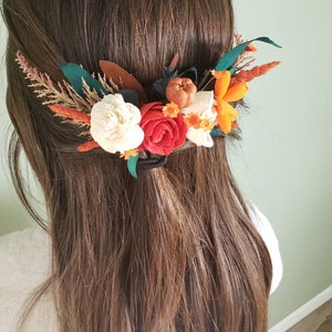 Shades of Orange and Pumpkin Floral Hair Comb Sola Wood - Etsy