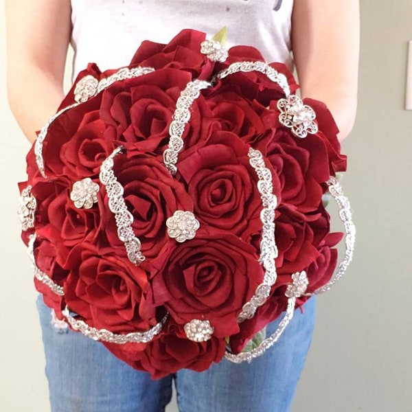 Red Brooch Bouquet - Etsy