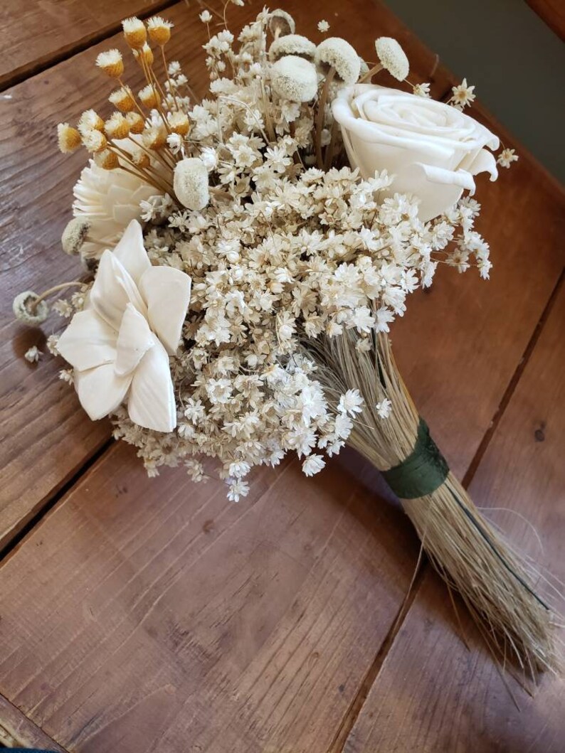Bridesmaid bouquet ivory wedding flowers sola wood flowers | Etsy