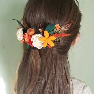 Shades of Orange and Pumpkin Floral Hair Comb Sola Wood - Etsy