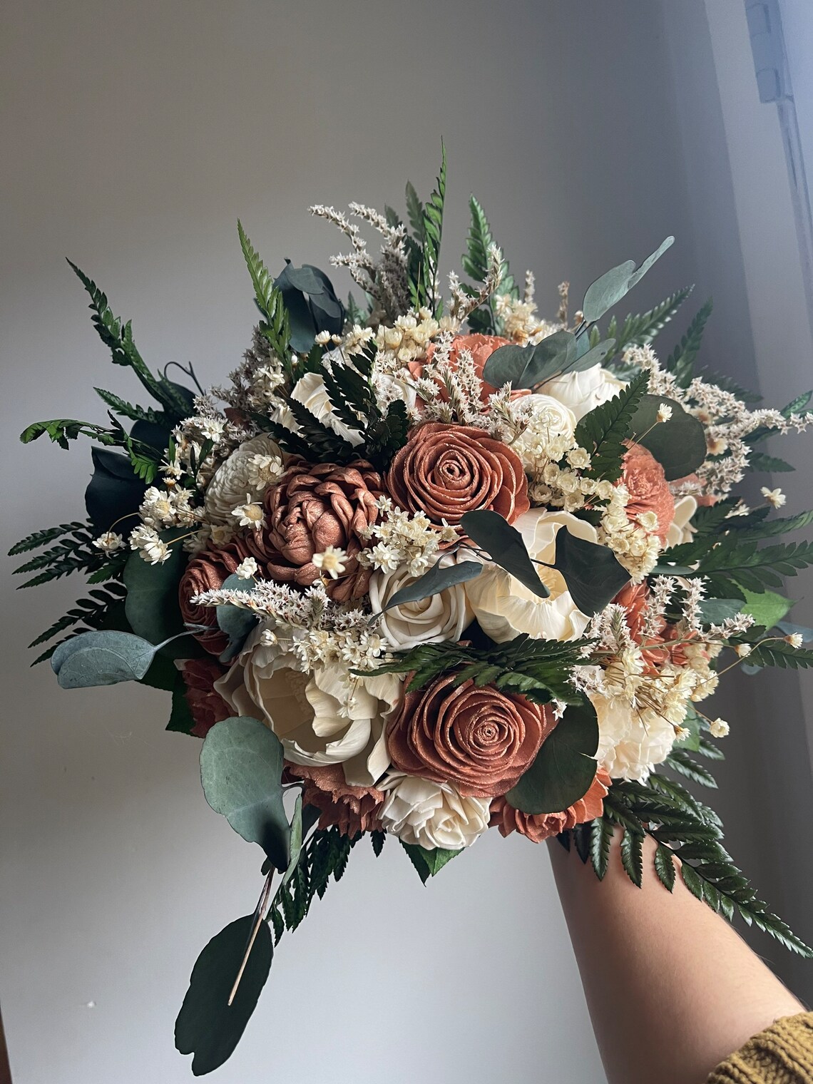 Rose Gold and Ivory Sola Wood Flower Bouquet | Wedding Bouquet - Etsy