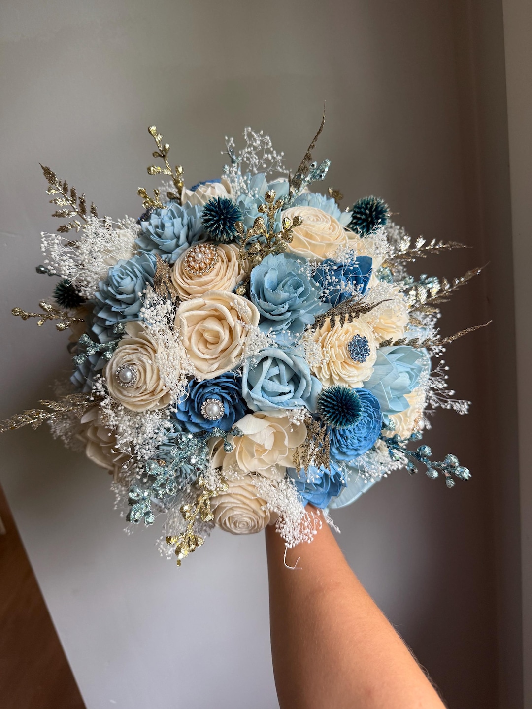 Baby Blue Quinceañera Ramo | Sola Wood Flowers | Keepsake Bouquet - Etsy