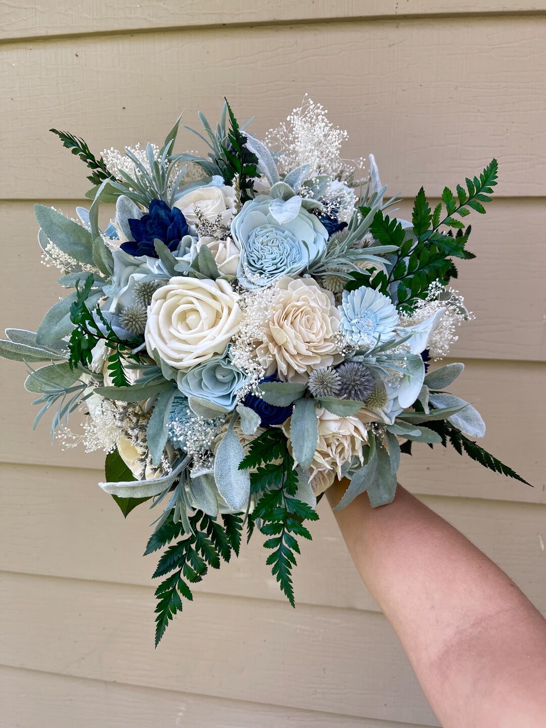 Baby Blue Bridal Bouquet, Sola Wood Flower Bouquet, Wedding Flowers - Etsy