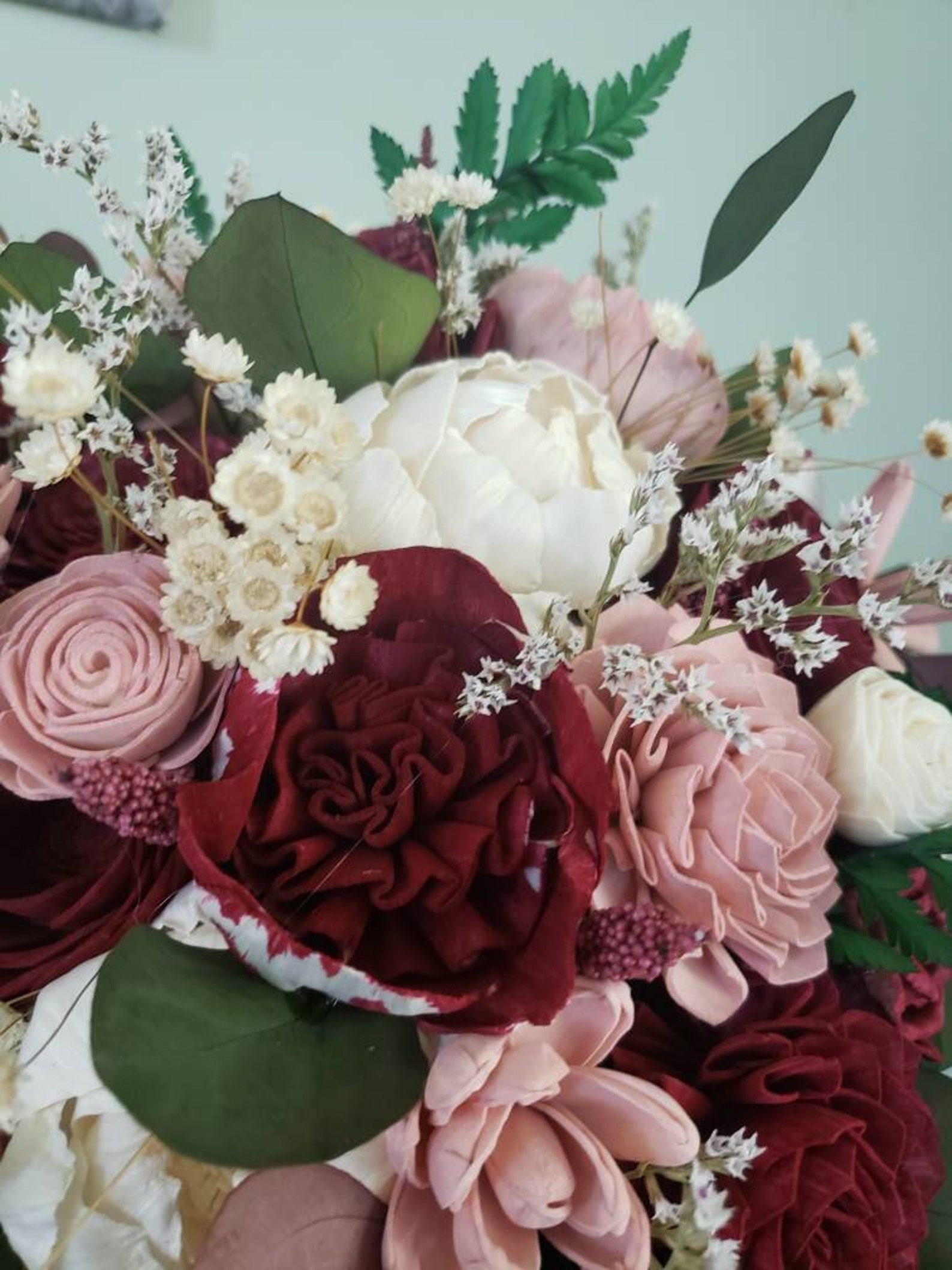 Burgundy and Dusty Rose Boho Bouquet Sola Wood Flowers - Etsy