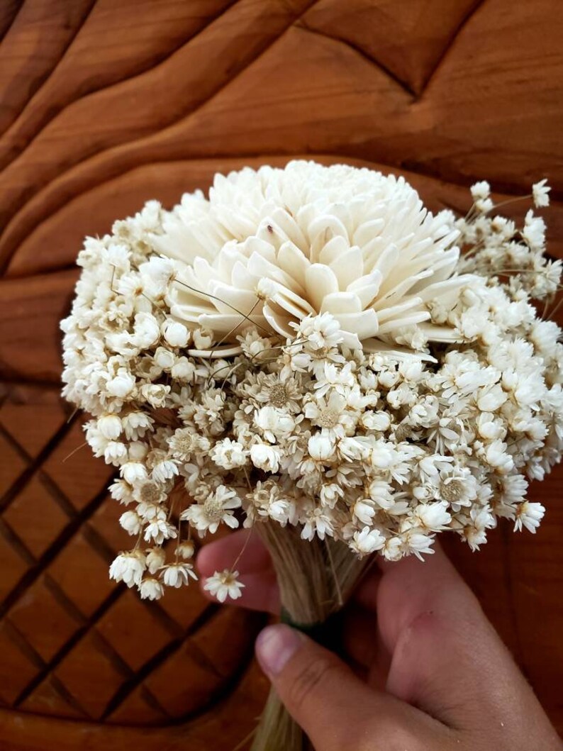 Bridesmaid bouquet ivory wedding flowers sola wood flowers | Etsy