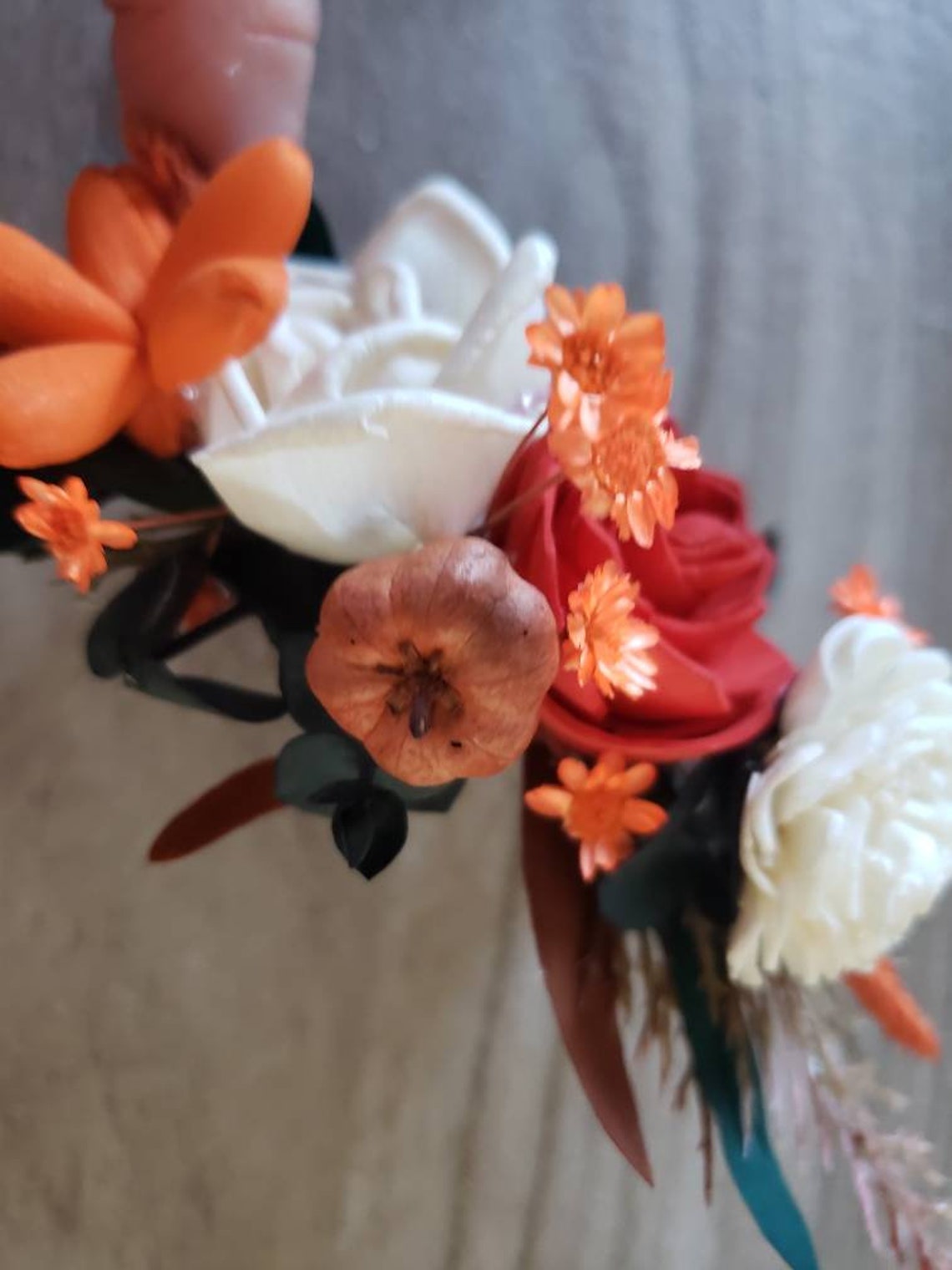 Shades of Orange and Pumpkin Floral Hair Comb Sola Wood - Etsy