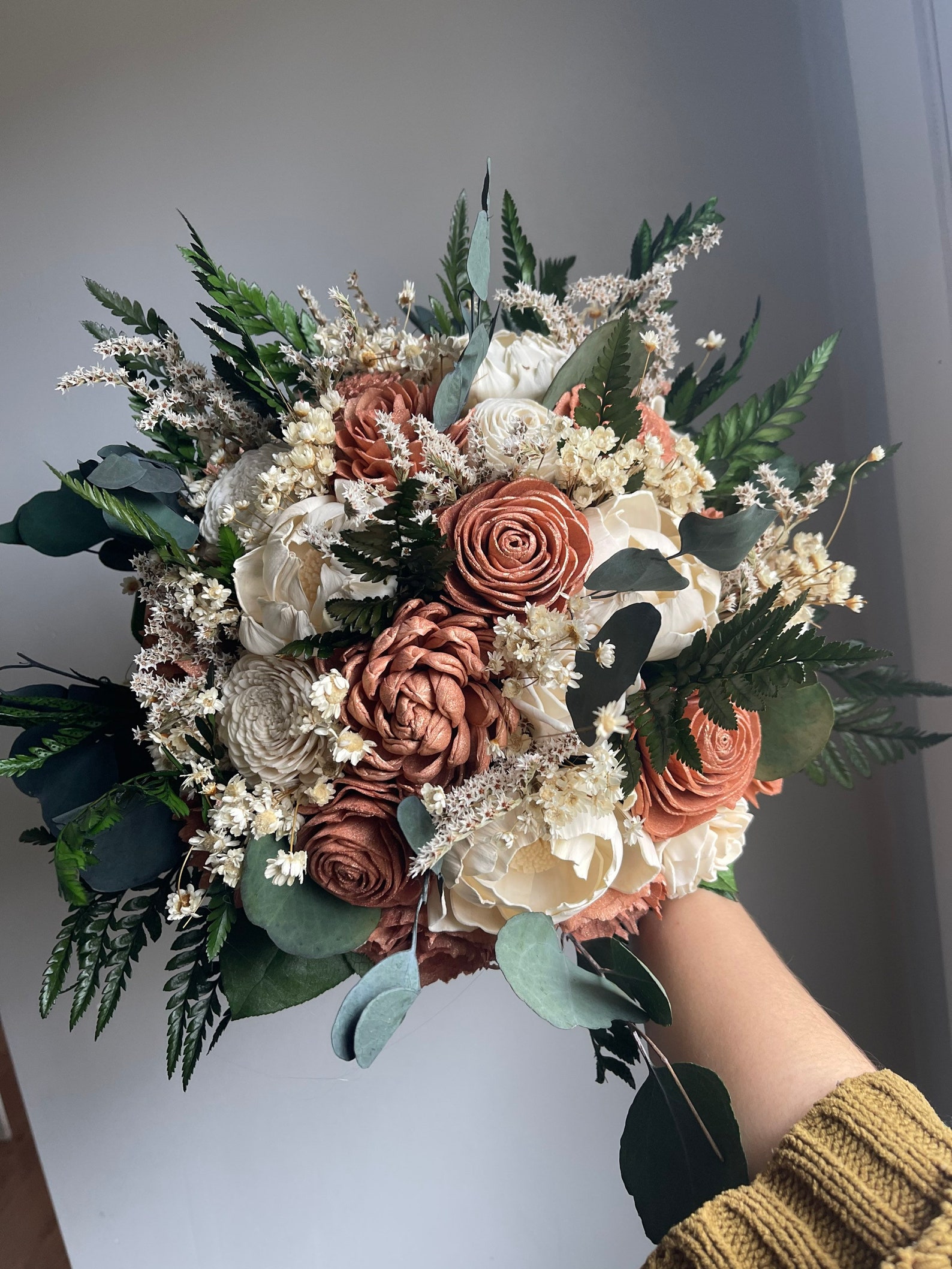 Rose Gold and Ivory Sola Wood Flower Bouquet | Wedding Bouquet - Etsy