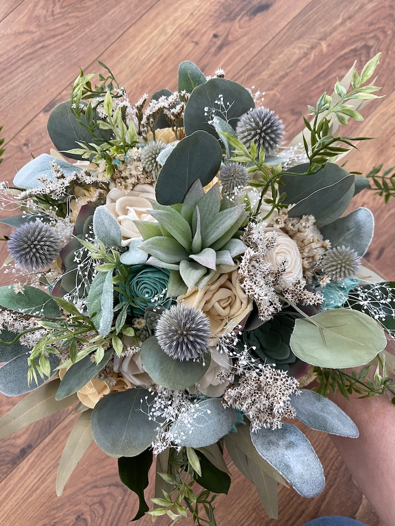Boho Succulent Bouquet, Sola Wood Flowers - Etsy