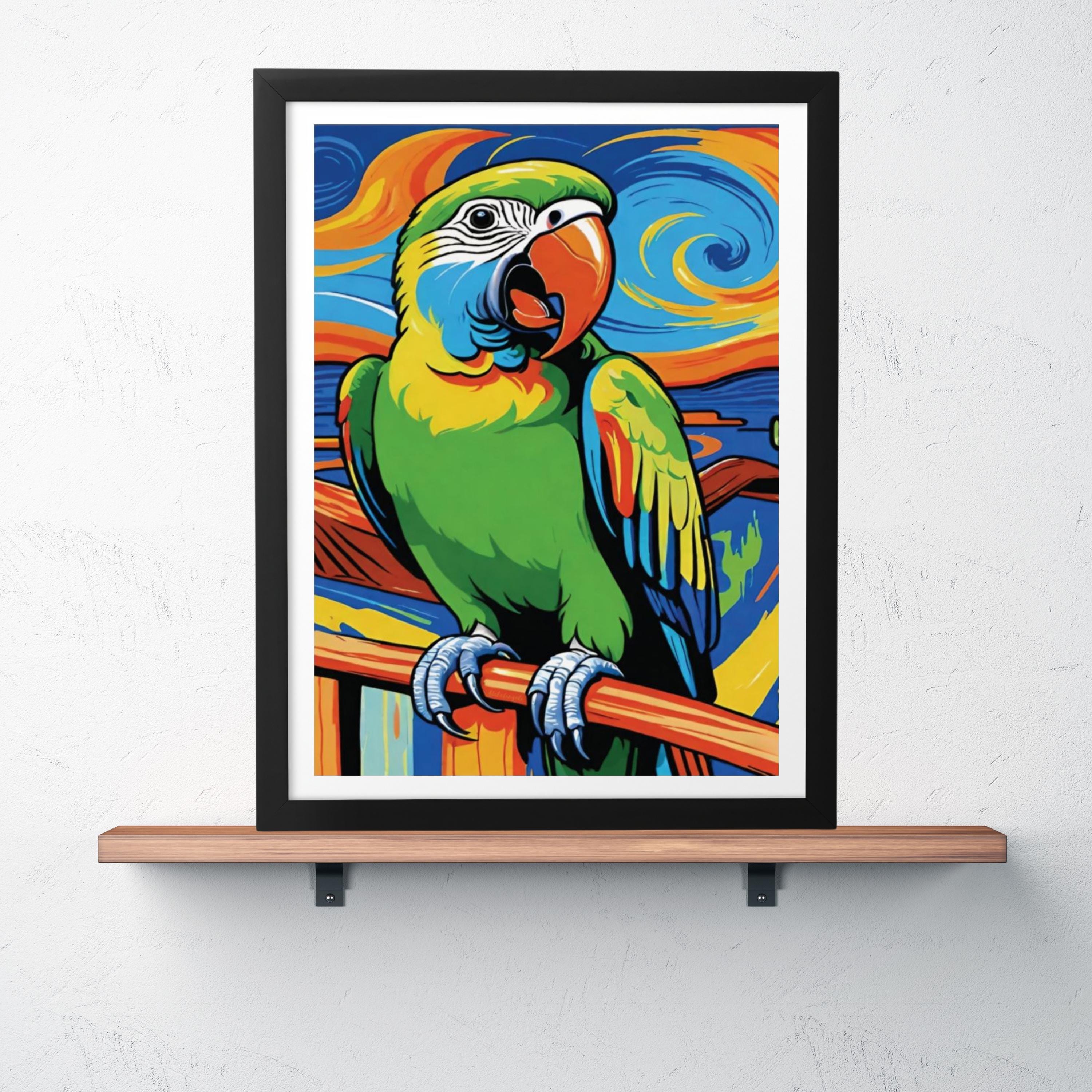 Parrot Art Print Bird Lover Poster Birdwatching Colorful Living Room ...