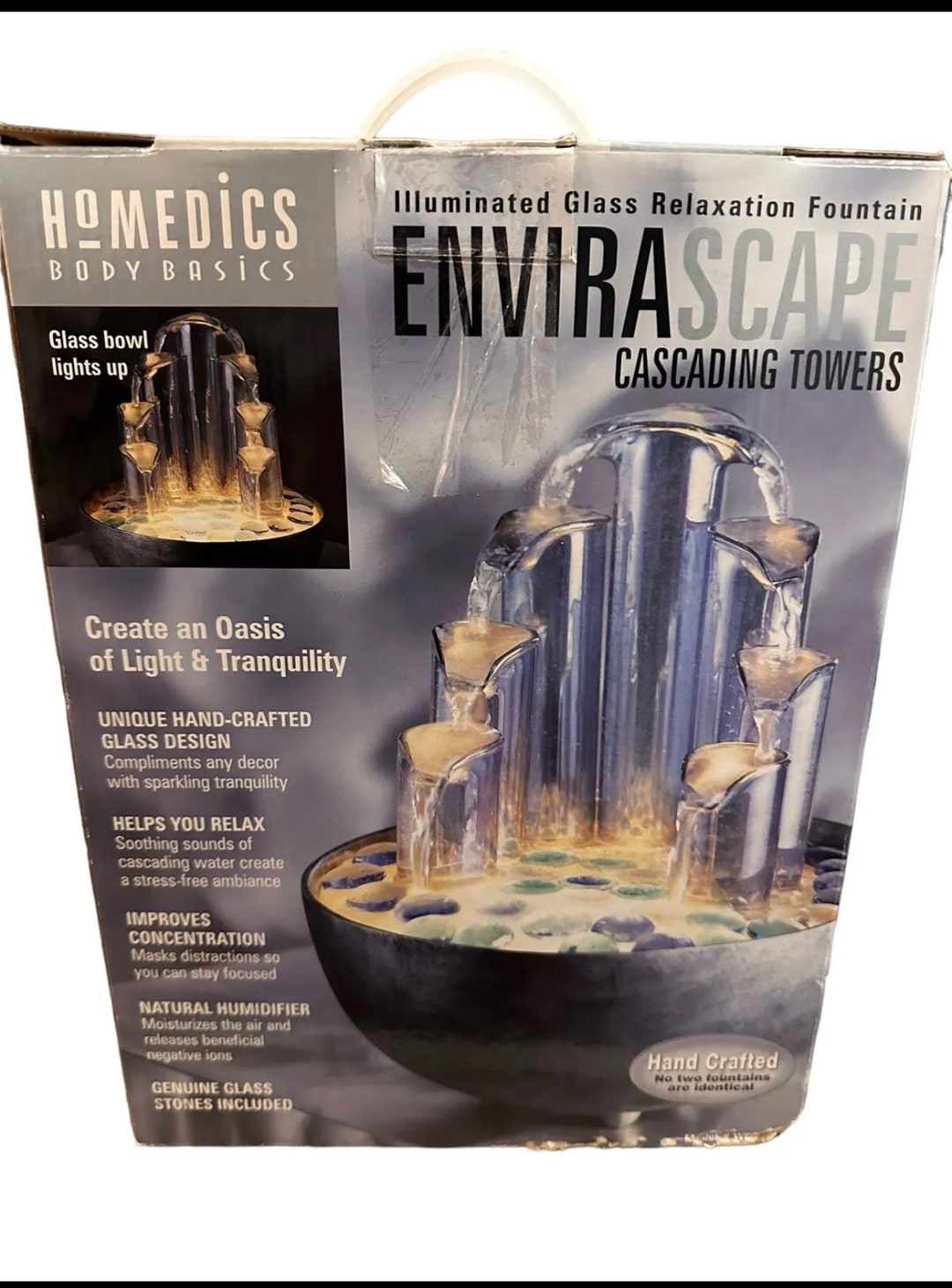 Homedics Envirascape Cascading Towers Fountain Illuminating Glass ...