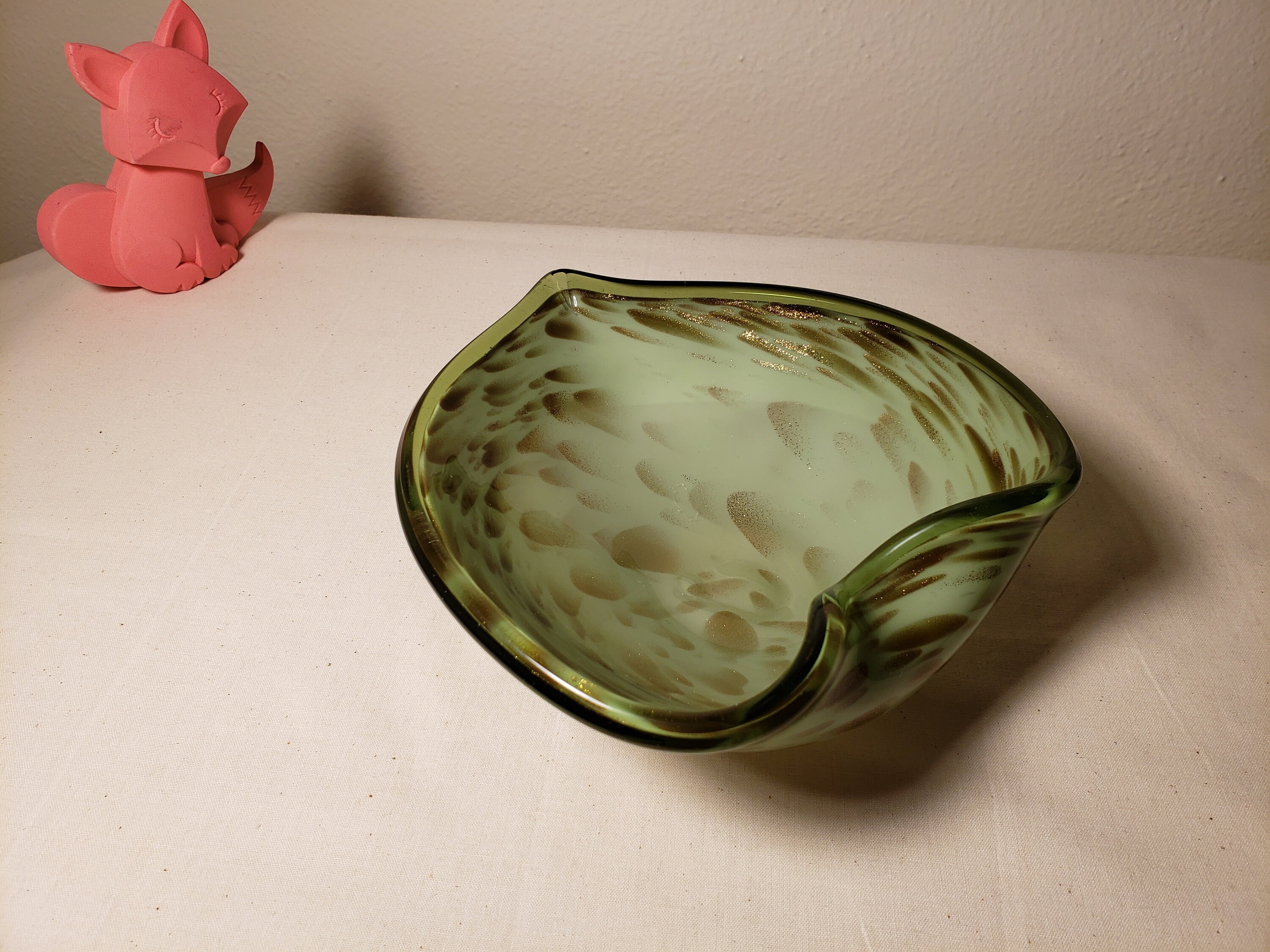 Leaf Motif With Gold Flakes Art Glass - Etsy